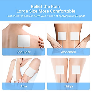 Extra Large Tens Unit Replacement Pads 4'' x 4" (12 Pcs) with Pad Holder, Reusable and Self-Stick Electrodes TENS Pads Compatible with AUVON TENS 7000 EMS Machine (Latex-Free and NonIrritating)