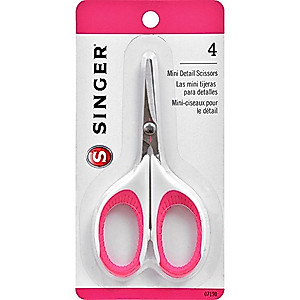 SINGER 07190 4-Inch Craft Scissors with Pink and White Comfort Grip