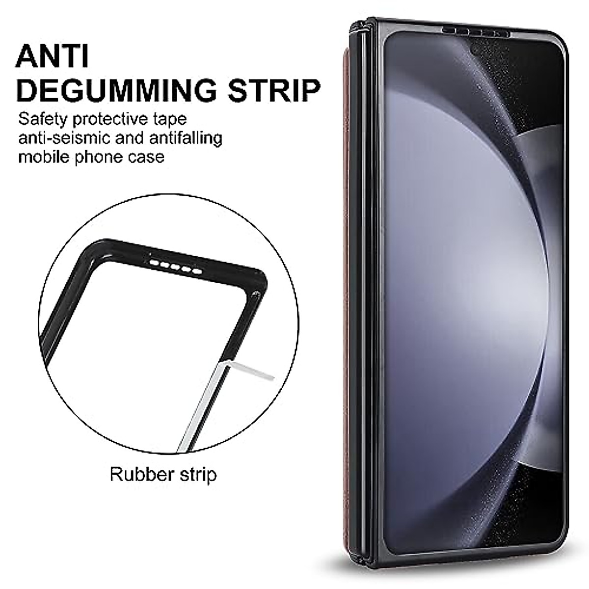 Ephoou Flip Wallet Case Compatible with Samsung Galaxy Z Fold 5 for Women, Luxury PU Leather Shockproof Cover Case with Card Holder (Kickstand Function) for Samsung Galaxy Z Fold5 SKG-Rose Gold