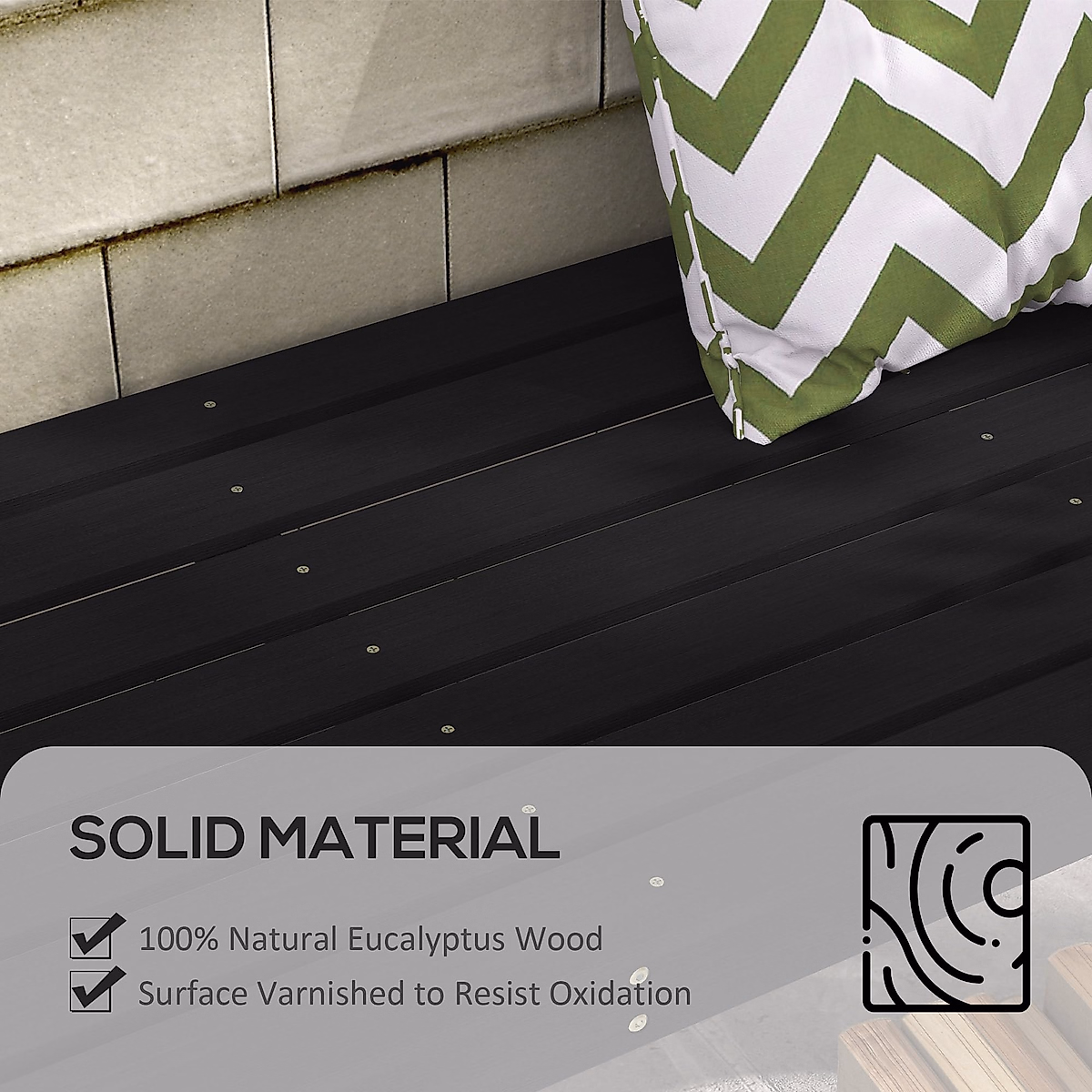 Outsunny Wooden Garden Bench, Outdoor Park Bench with Slatted Seat, Backless Front Porch Bench with Curved Seat for Conservatory, Garden, Poolside, Deck, Black