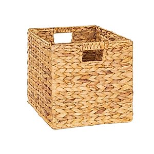 TREVIETDECOR Storage Cube, Water Hyacinth Storage Baskets, Wicker Storage Baskets for Shelves, Woven Baskets for Storage, Square Wicker Storage Basket for Bedroom, Living Room (01 Pack)