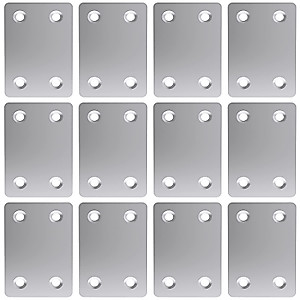 2.4 x 1.5 Inch Metal Flat Straight Mending Plates Fixing Corner Brace with Screws for Furniture, Wood, Shelves, Cabinet, 12 Pcs