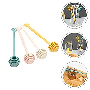 UPKOCH Coffee Stirrers 4pcs Cocktail Mini Finger Household Party Stirring Dispense Dropper and Dippers Shaped Dipper Drizzle Honeycomb Pot Favors Plastic Coffee Server Beverage Bar for Coffee Syrup
