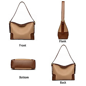 TarsaMult Hobo Bags for Women Soft Faux Leather Shoulder Crossbody Ladies Purses and Handbags Fashion Large Bucket Tote Bag(6140 Khaki)