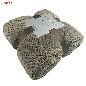 Soft Flannel Bedspread Sofa Throw Blanket Portable Car Travel Cover Warm Blanket Christmas New Year Gift (180CMX200CM, Coffee)