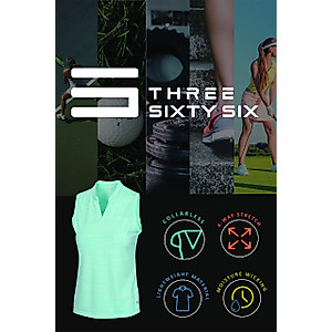 Three Sixty Six Women’s Collarless Golf Polo Shirt - Dry Fit, Breathable, Compression Golf Tops Coral Pink
