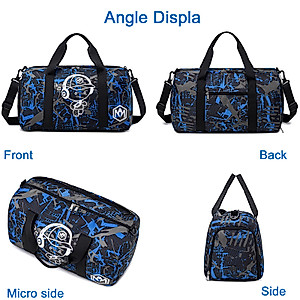 Kids Overnight Duffle Luminous Sport Gym Gag with Shoe Compartment & Wet Pocket Small Sleepover bag Carry on Weekender Travel Tote for Kids Boys Girls