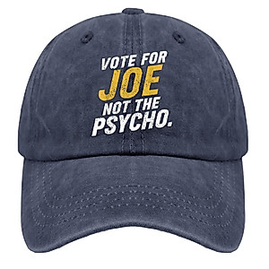 Generic Vote Hats Vote for Joe Not The Psycho Hats for Men Golf Retro Trucker Women Black Kawaii Hat Gift Hat Slogan, Navy Blue
