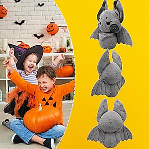 ELAINREN Crazy Gray Bat Plush Toy Halloween Bat Stuffed Soft Pillow Cartoon Furry Bat Plushie Dolls Gifts/13.7''