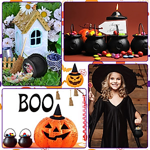 12 Pcs Halloween Mini Witch Hats Candy Cauldron Mini Broom Witch Craft Miniatures Wizard Accessory for Halloween Decorations(Vivid Style)