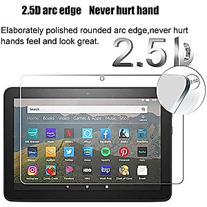 TANTEK [2-Pack Screen Protector for All-New Fire HD 8/HD 8 Plus/HD 8 Kids (10th gen, 2020 release),8-Inch,Tempered Glass Film,Ultra Clear,Anti Scratch,Bubble Free
