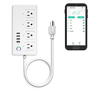 Smart Power Strip, YoLink 1/4 Mile World's Longest Range Power Strip Compatible with Alexa Google IFTTT, Surge Protector Plugs 4 USB Charging Ports + 4 AC Plugs for Multi Outlets - YoLink Hub Required