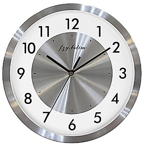 Fzy.bstim Non Ticking Silent Wall Clock Decorative,Analog Metal Wall Clock Battery Operated,Bedroom/Living Room/Office/Kitchen Clock,10 Inch