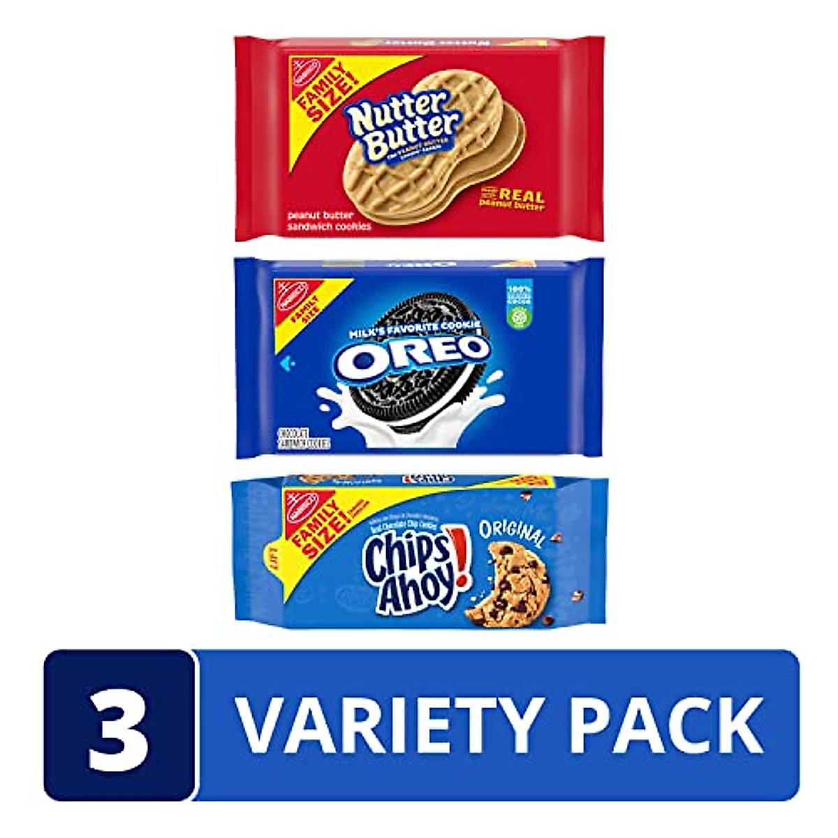 OREO, CHIPS AHOY! & Nutter Butter Cookies Variety Pack, Family Size, 3 Packs
