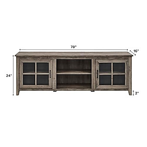 Walker Edison Portsmouth Classic 2 Glass Door TV Stand for TVs up to 80 Inches, 70 Inch, Rustic Oak