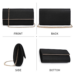 Dasein Women's Evening Bag Glitter Clutch Wedding Bridal Purse Sparkle Cocktail Party Prom Handbag (1-Black)