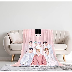 BTS Merchandise Kpop Throw Blanket | BTS Merch Fuzzy Soft Fleece Blanket | 4 Different BTS Blanket Designs (60”x40”)