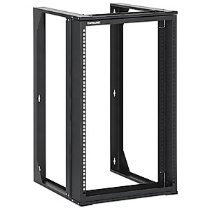 Intellinet 15U 19" 2 Post Open Frame Server Wall Mount Rack - 180 Degree Gate Swing, Flatpacked, Antistatic Powder Coated Steel – for IT Network Equipment & AV Devices – 3 Yr Mfg Warranty – 716208