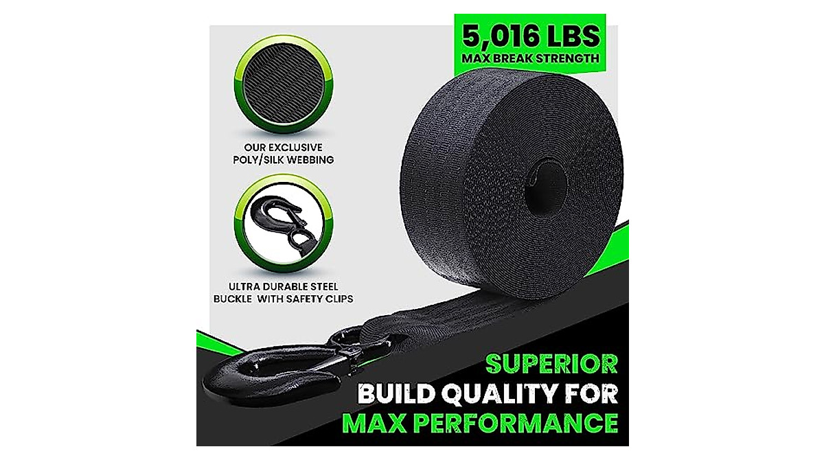 Rhino USA Boat Trailer Winch Strap (2 Inch x 20 Foot) - 5,016lb Maximum ...