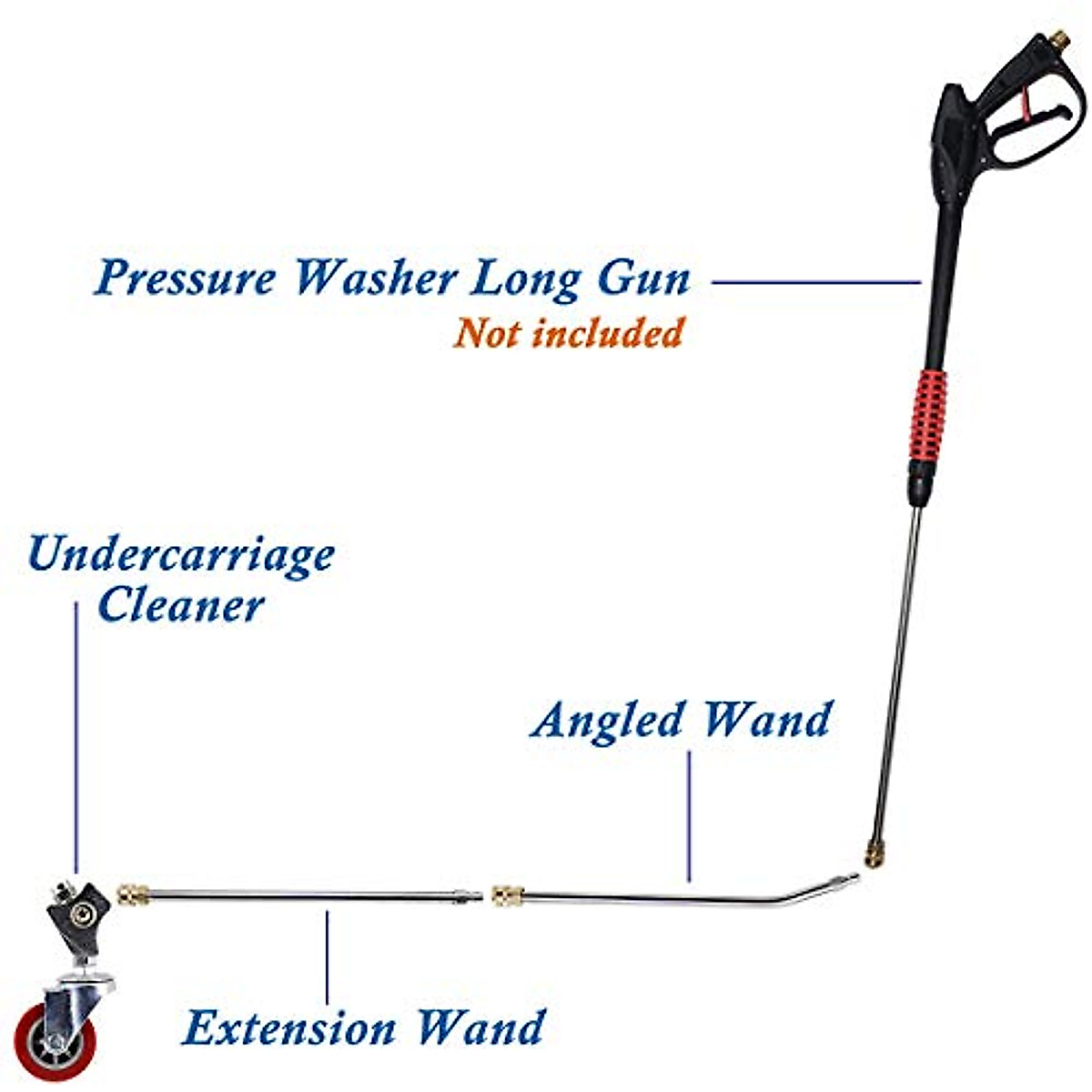 Twinkle Star 16 Inch Pressure Washer Undercarriage Cleaner, Under Car Water Broom with 16" Straight Extension Wand and 16" 45 Degree Curved Wand, 4000 PSI