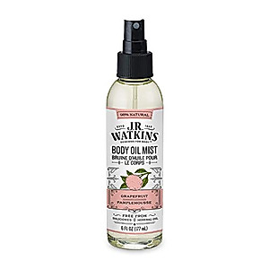 J.R. Watkins Natural Hydrating Body Oil Mist, Moisturizing Body Oil Spray for Glowing Skin, Cruelty Free, Grapefruit, 6 fl oz, Single