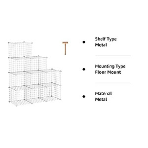 C&AHOME Wire Cube Storage, 9-Cube Organizer Metal, Wire C Grids Storage, Storage Bins Shelf, Modular Bookshelf, Closet Cabinet Ideal for Home, Living Room, Office 36.6”L x 12.4”W x 48.4”H White