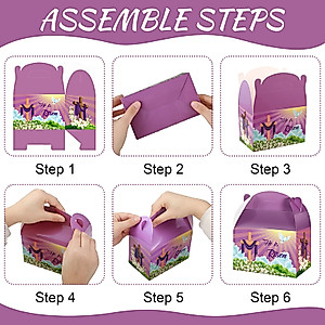 Lincia 48 Pcs Easter Treat Box Religious Candy Container Paper Gift Gable Boxes He Is Risen Boxes with Handles for Candy Cookies Easter School Party Favors, 5.91 x 3.54 x 3.54 Inch