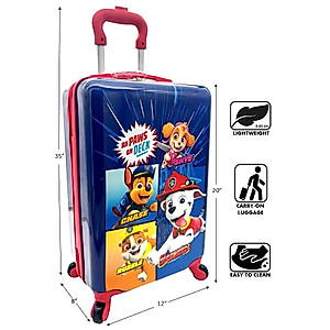 Fast Forward Kids Licensed Hard-Side 20” Spinner Luggage Lightweight Carry-On Suitcase (Paw Patrol) Carry-On 20 Inch
