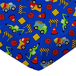 SheetWorld Baby Fitted Bassinet Sheet Fits Nuna Mixx 12 x 29 inches, 100% Cotton Flannel Sheet, Unisex Boy Girl, Construction Zone, Made in USA