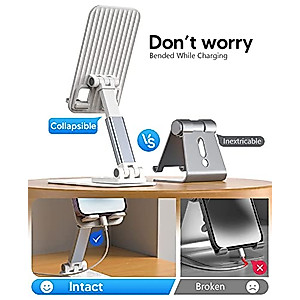 KEUASX Foldable Cell Phone Stand for Desk,Adjustable Mobile Rotatable Phone Holder for Office,Portable iPhone Stands Thick Case Friendly Compatible with iPhone 14/13/12Pro Max, Google Pixel