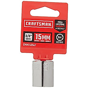 CRAFTSMAN Shallow Socket, Metric, 3/8-Inch Drive, 15mm, 6-Point (CMMT43547)