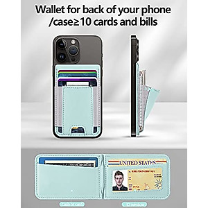 Miroddi MagSafe Wallet for Phone, iPhone Wallet with Stand, Leather Magnetic Wallet Cards Holder, Magnetic Wallet for iPhone 16/15/14/13/12 Series, Open ID Window, Fits 10 Cards, Green