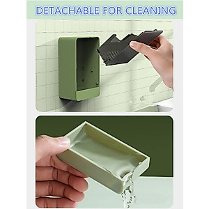 HANCELANT Bathroom Soap Dishes, 2 Pack Bar Soap Holder with Drain Wall Mounted Soap Box for Shower, Bathroom, Kitchen Sink, Keep Soap Bars Dry, Waterproof Dustproof, No Drilling, Adhesive Include