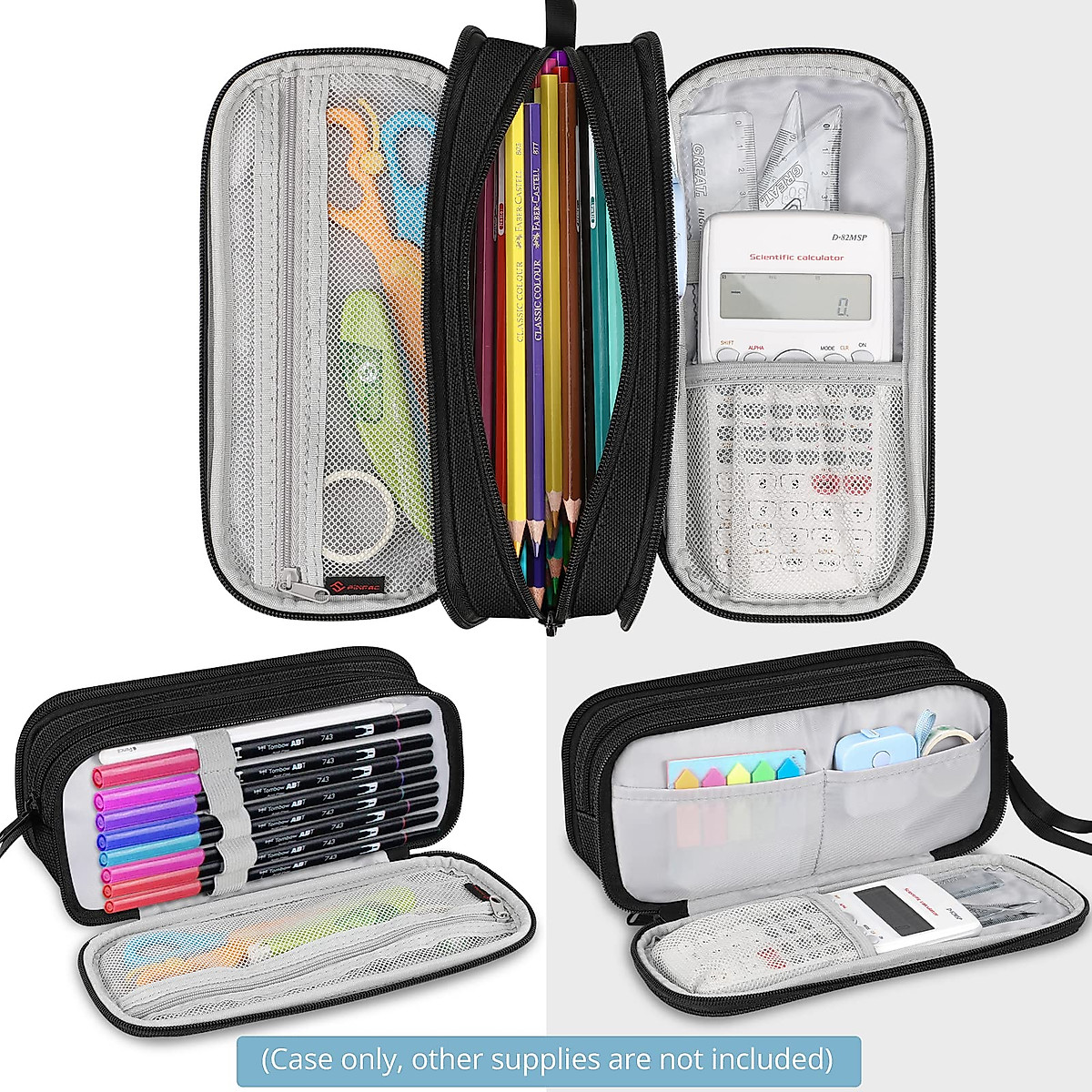 FINPAC Pencil Case, Large Capacity Pencil Box, Pen Pouch Stationery Storage Organizer for Women Men Senior, Pen Bag Office Supply, Don't touch