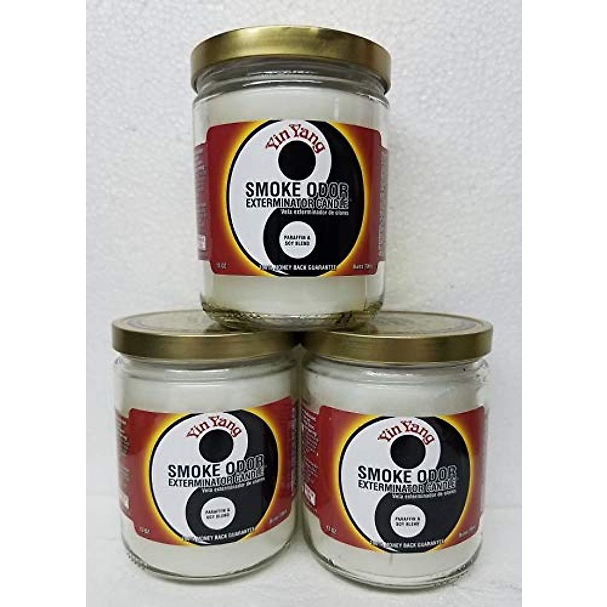 Smoke Odor Exterminator 13oz Jar Candles (Yin Yang, 3) Set of Three Candles.