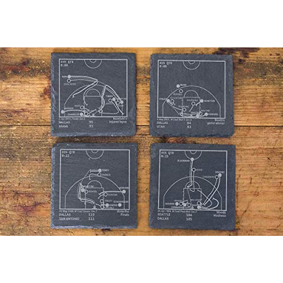 Greatest Mavericks Plays: Slate Coasters (Set of 4) | Best Gift Idea for Sports Lovers | Mavericks Historic Moments Gifts