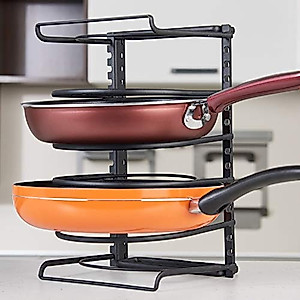 XJJZS Metal Pan Pot Lid Organizer Adjustable Dish Rack Drainer Cutting Board Holder Cookware Stand Holder for Cabinet Storage