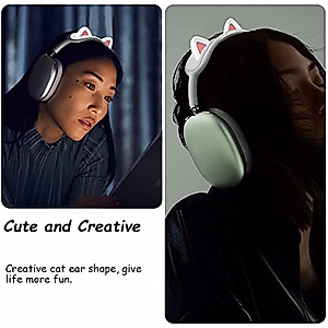 Yingbei Compatible with Airpods Max Case Cute Creative Funny Personality Cat Ear Shape Anti-Scratch Protective Cover (White)