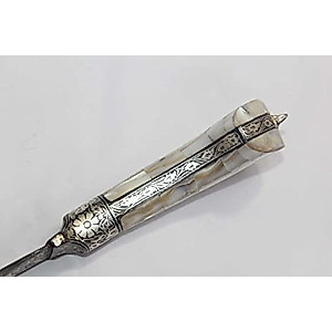 Rajasthan Gems Armor Cracker Dagger Knife Damascus Steel Blade Mother of Pearl Chip Handle B276