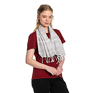 Clotho Turkish Hand Towel for Bathroom Set of 4 | Decorative Towels 4 Pack for Kitchen | Lightweight Travel Hand Towel for Hair Gym Yoga - 100% Cotton 18 x 40 Inches (Silver Gray)