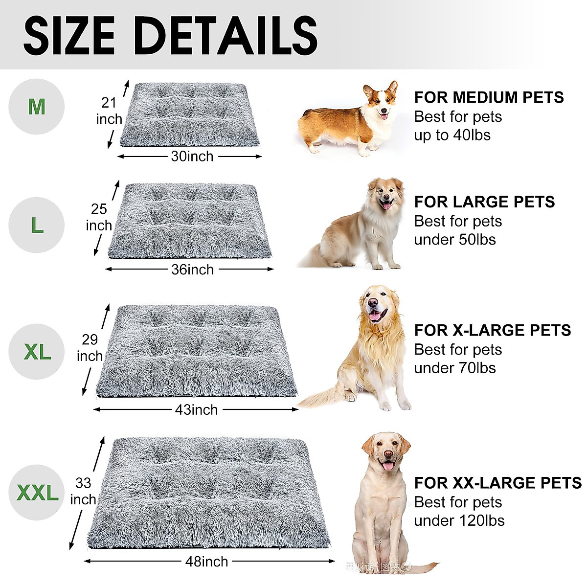 MINGT Dog Bed, Washable Dog Bed for Large Dogs Kennel pad, Anti-Slip Pet Sleeping for Medium Small Dogs Indoor & Outdoor Use (XL(43 x 29 in))