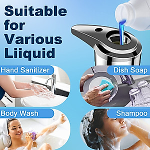 Automatic Soap Dispenser, Touchless 3-Level Adjustable Hand Sanitizer Dispenser, Equipped Upgraded Waterproof Base Infrared Sensor, Stainless Steel Liquid Soap Dispenser for Kitchen Bathroom (280ml)