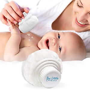 THE LITTLE LOOKERS Portable Baby Skin Care Baby Powder Puff with Box Holder Container/Case for New Born and Kids for Baby Face and Body (Green)