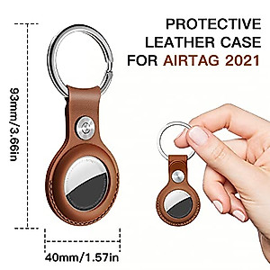 AICase Case for AirTag with Keychain Ring, Protective Leather Holder Tracker Cover with Keyring Compatible with Apple New Air Tag 2021 for Pets, Keys, Luggage, Backpacks