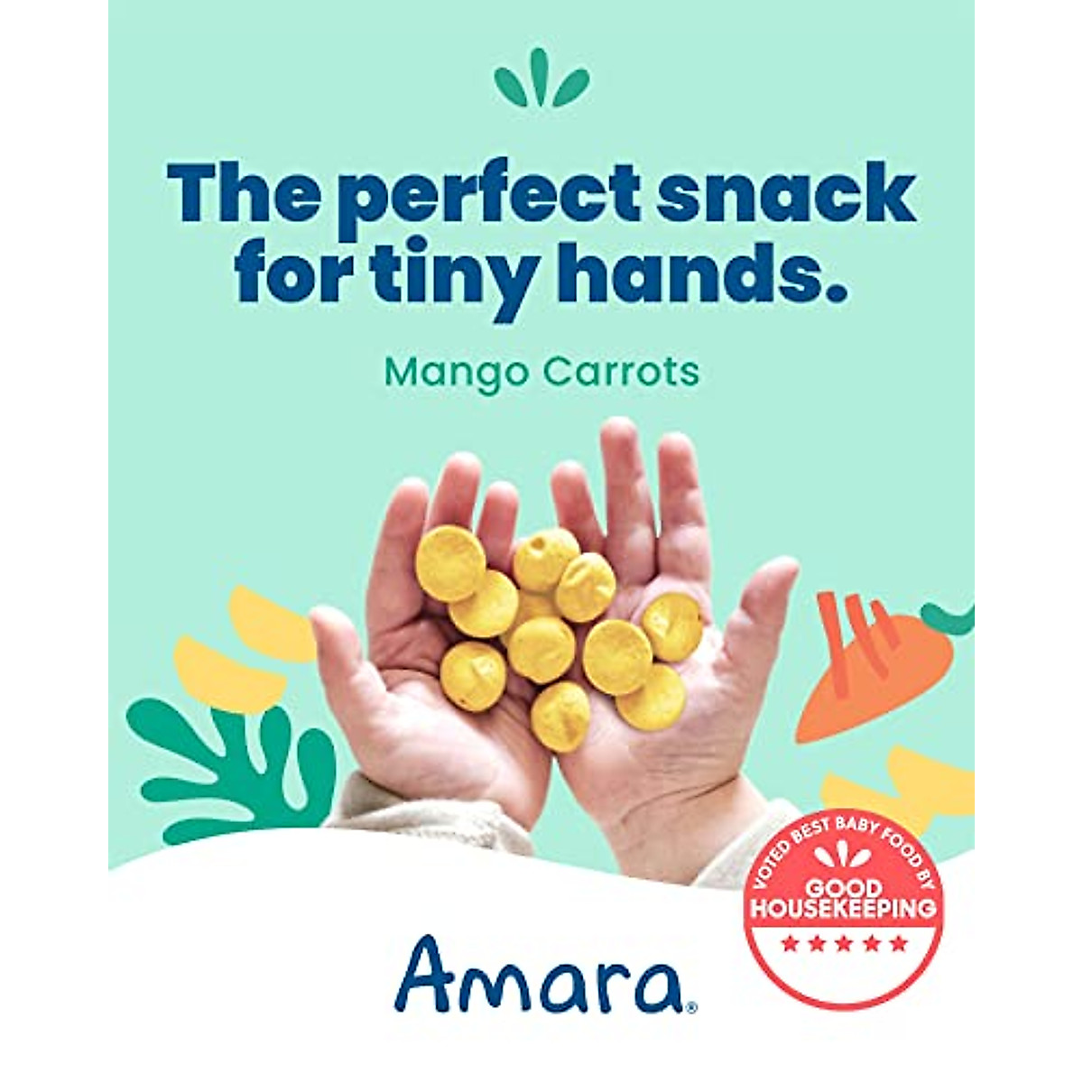 Amara Smoothie Melts - Mango Carrot - Baby Snacks Made With Fruits and Vegetables - Healthy Toddler Snacks For Your Kids Lunch Box - Organic Plant Based Yogurt Melts - 6 Resealable Bags