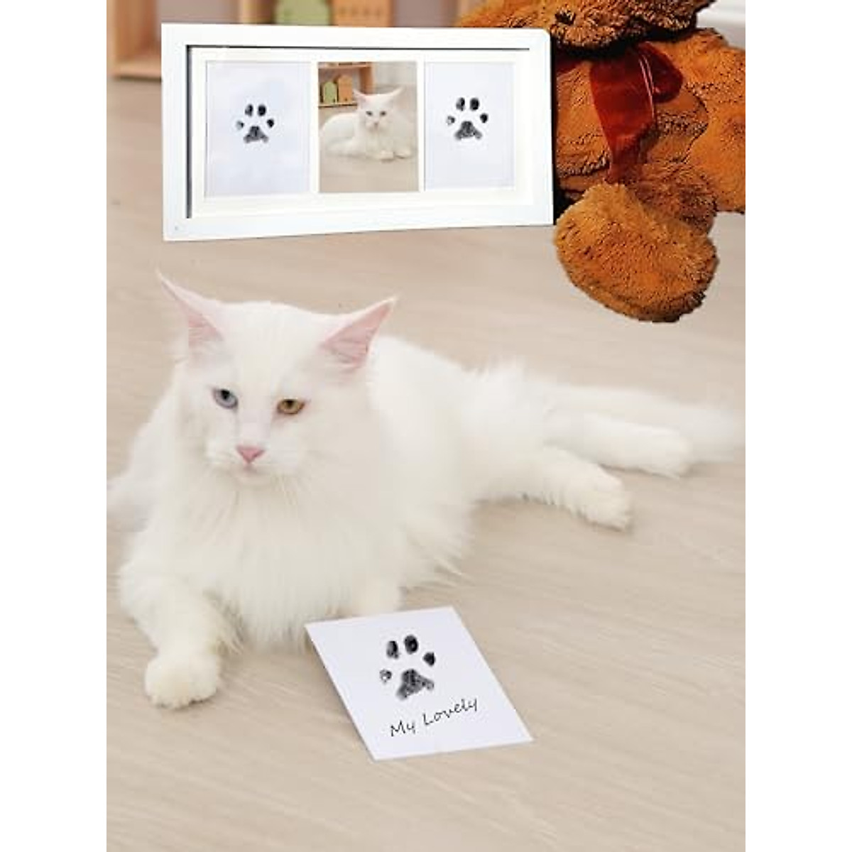 PewinGo Baby Hand and Footprint Kit,Inkless Baby Handprint Kit with 2 Safe Clean-Touch Ink Pads and a Wooden Baby Picture Frame for Newborn,Baby Boys & Girls,Baby Gifts for New ParentsBaby Shower