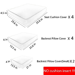 TECOSARA Outdoor Cushion Covers Replacement 10 Pcs Patio Cushion Covers fit for 4-Seater Wicker Rattan Sectional Couch Sofa Outdoor Cushion Slipcovers Set Seat and Back Cover Only, Grey