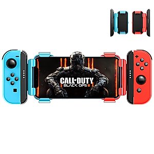 Joso Switch Joy-Con Grip Holder with Cell Phone Mount, Compatible with All iOS 16.0+ iPhones, Easy to Install & Stable, Enjoy Mobile Games, COD, Genshin Impact, Switch Accessories, Not for Android