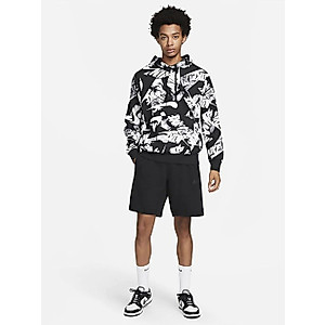 Nike Men's Essentials+ Allover Print Fleece Hoodie Black/White Medium