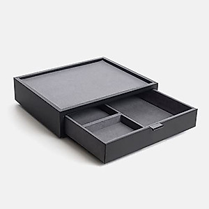 Kaviso Cache Display Valet Storage Drawer - EDC, Blade, Watch, and Jewelry Storage Drawer add-on, Microfiber Lining, Faux Leather, Stackable (Valet Storage Drawer) Black